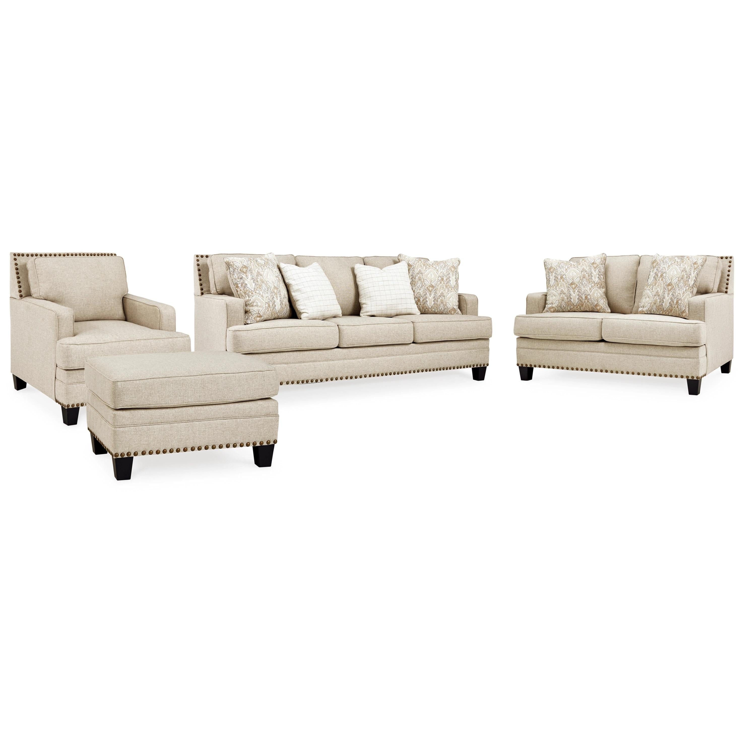 Benchcraft Claredon 15602U5 4 pc Sofa Loveseat Chair and Ottoman Set
